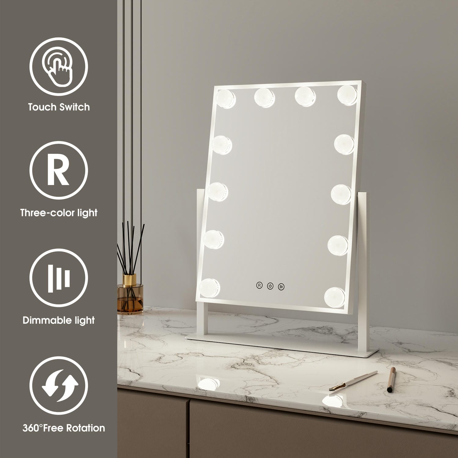 DP330 Hollywood Vanity Mirror with LED Lights - JYD Mirror